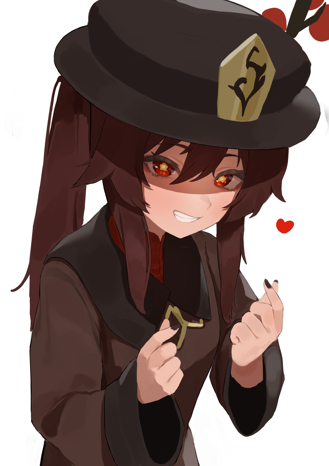 Safebooru - 1girl black headwear black nails brown hair chinese clothes flasso genshin impact ...