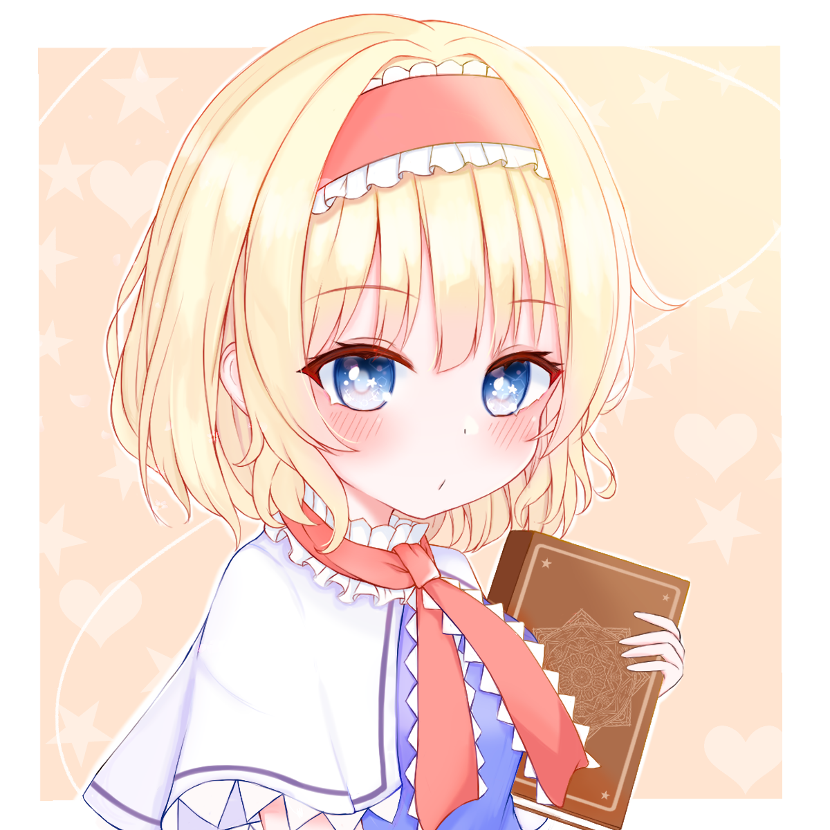 Safebooru - 1girl alice margatroid bangs blonde hair blue dress blue eyes blush book breasts ...
