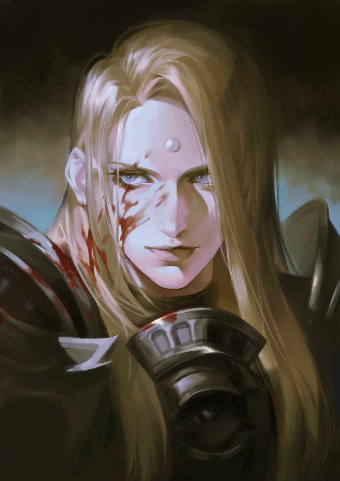 Safebooru - 1boy abionicsheep armor blonde hair blood blood on face ...
