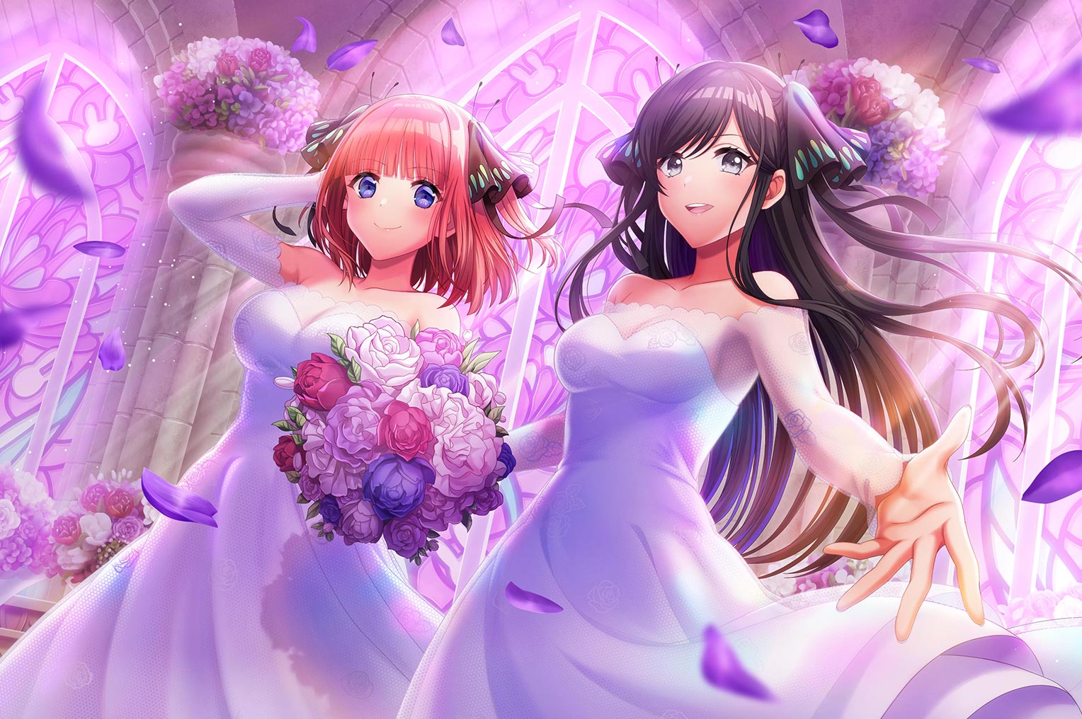 Safebooru - aoyagi tsubaki black eyes black hair d4dj dress long hair nakano nino smile | 4083340