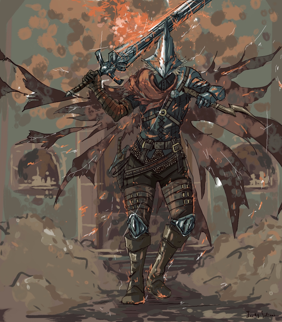 Safebooru - 1boy abyss watcher armor bandaged arm bandaged hand bandages belt boots brown ...