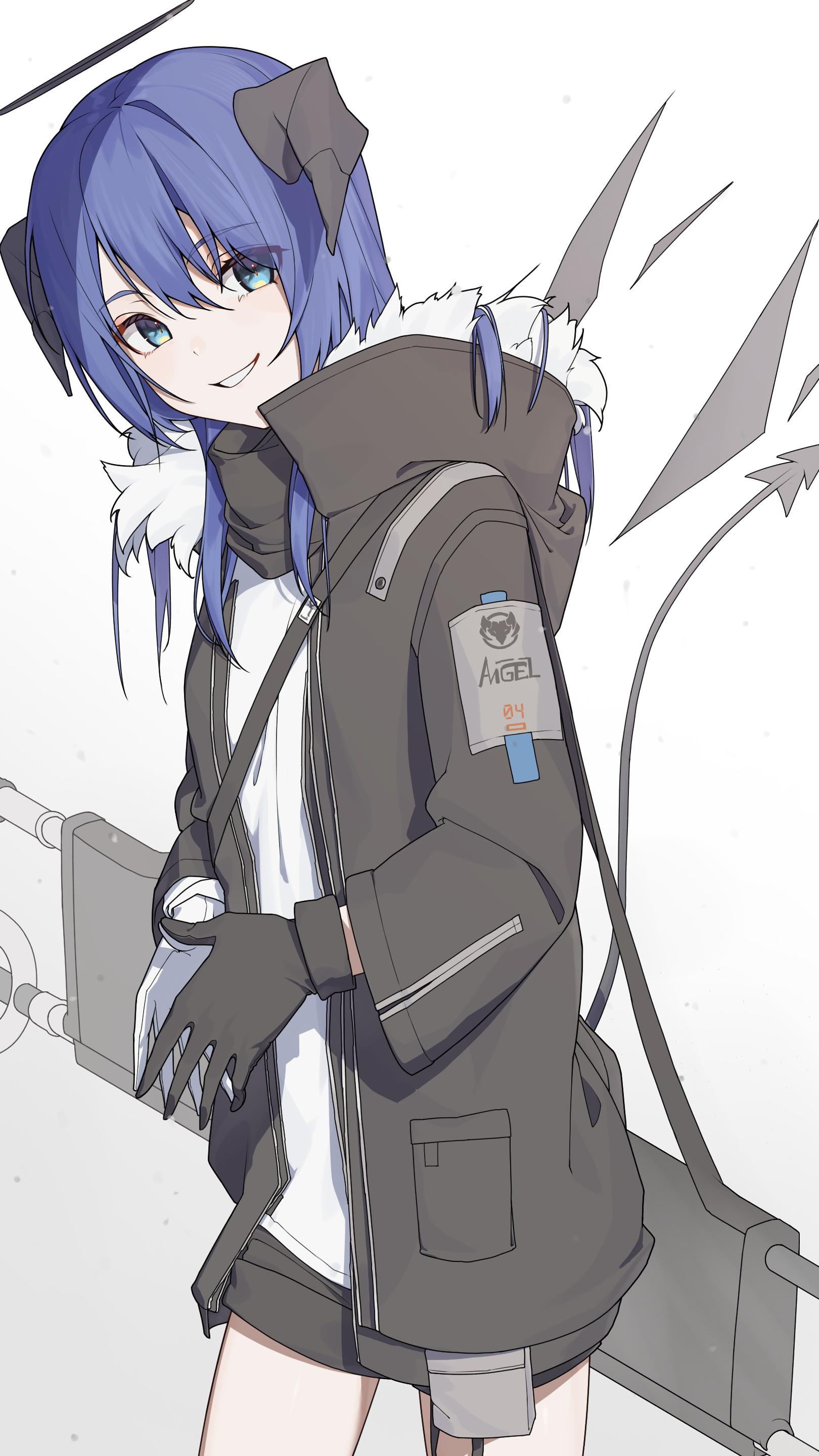 Safebooru - 1girl absurdres arknights asymmetrical gloves black gloves black scarf black shorts ...