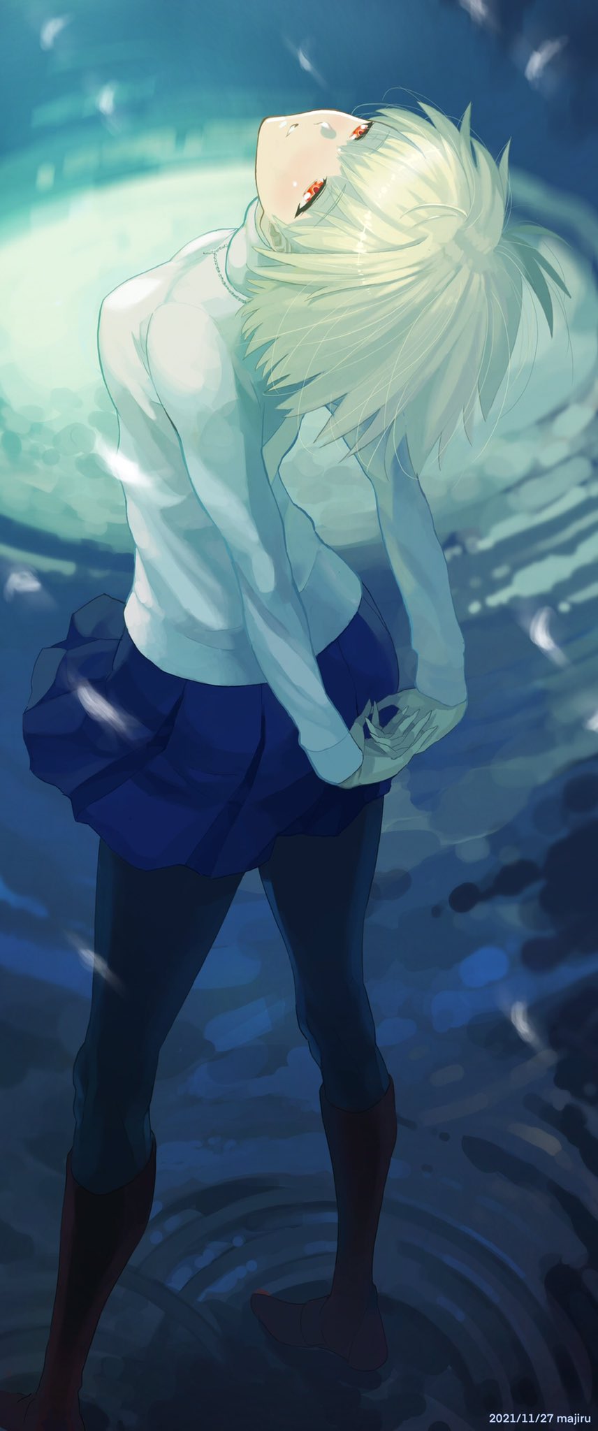 Safebooru - 1girl arcueid brunestud arms behind back blonde hair ...