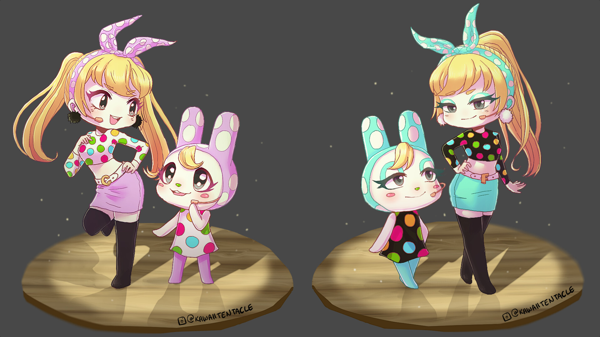 Safebooru - 2girls :d animal crossing animal ears artist request bare ...