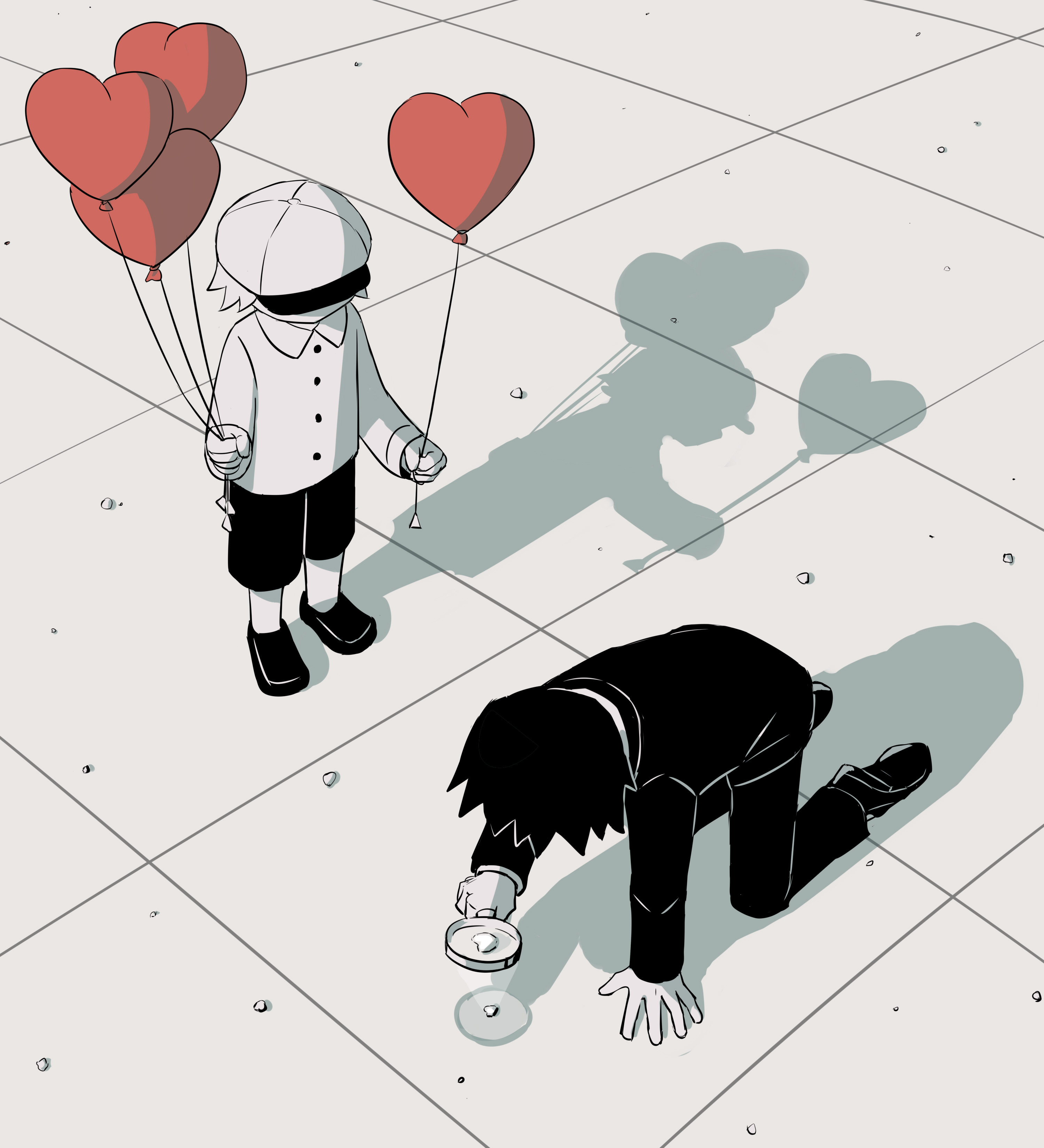 Safebooru - 1boy 1other absurdres all fours avogado6 balloon child ...