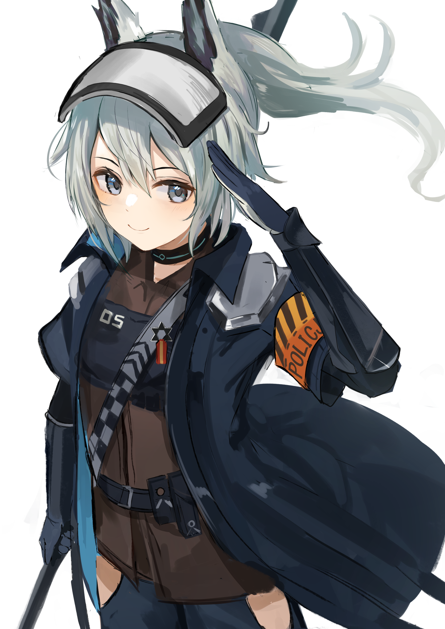 Safebooru - 1girl animal ear fluff animal ears arknights arm up armband azuazu 0405 black gloves ...