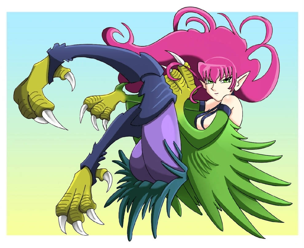 Safebooru - 1girl animal feet flexible green eyes harpie lady harpy leg ...