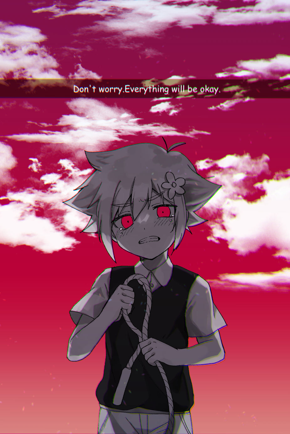Safebooru - 1boy angry bangs basil (omori) clouds cloudy sky collared ...