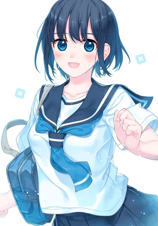 Safebooru - amamiya chiharu bag black hair blue eyes breasts collarbone medium breasts original ...