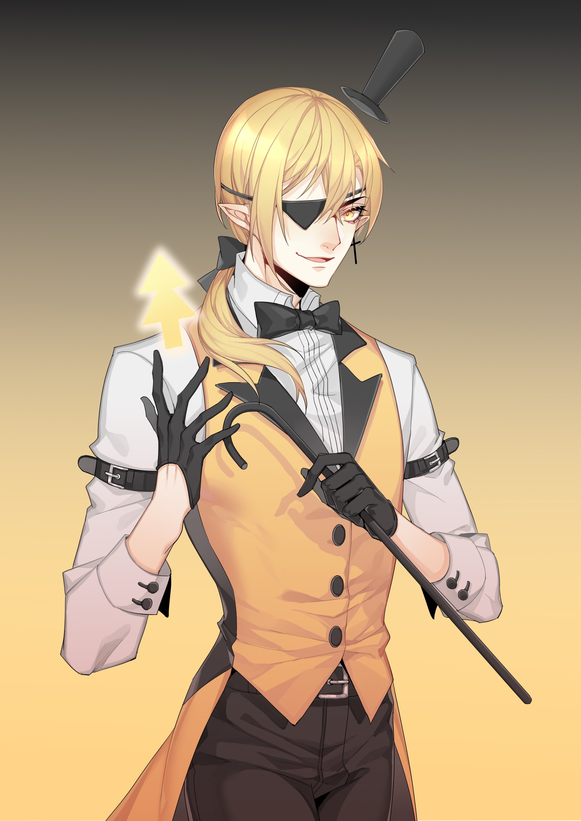 Safebooru - 1boy absurdres arm belt belt bill cipher black bow black ...