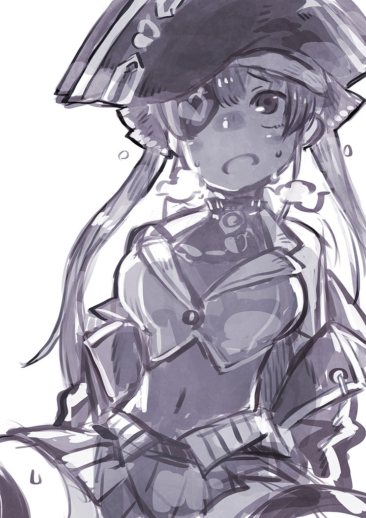 Safebooru - 1girl arrow through heart ascot bare shoulders bicorne bodystocking breasts breath ...