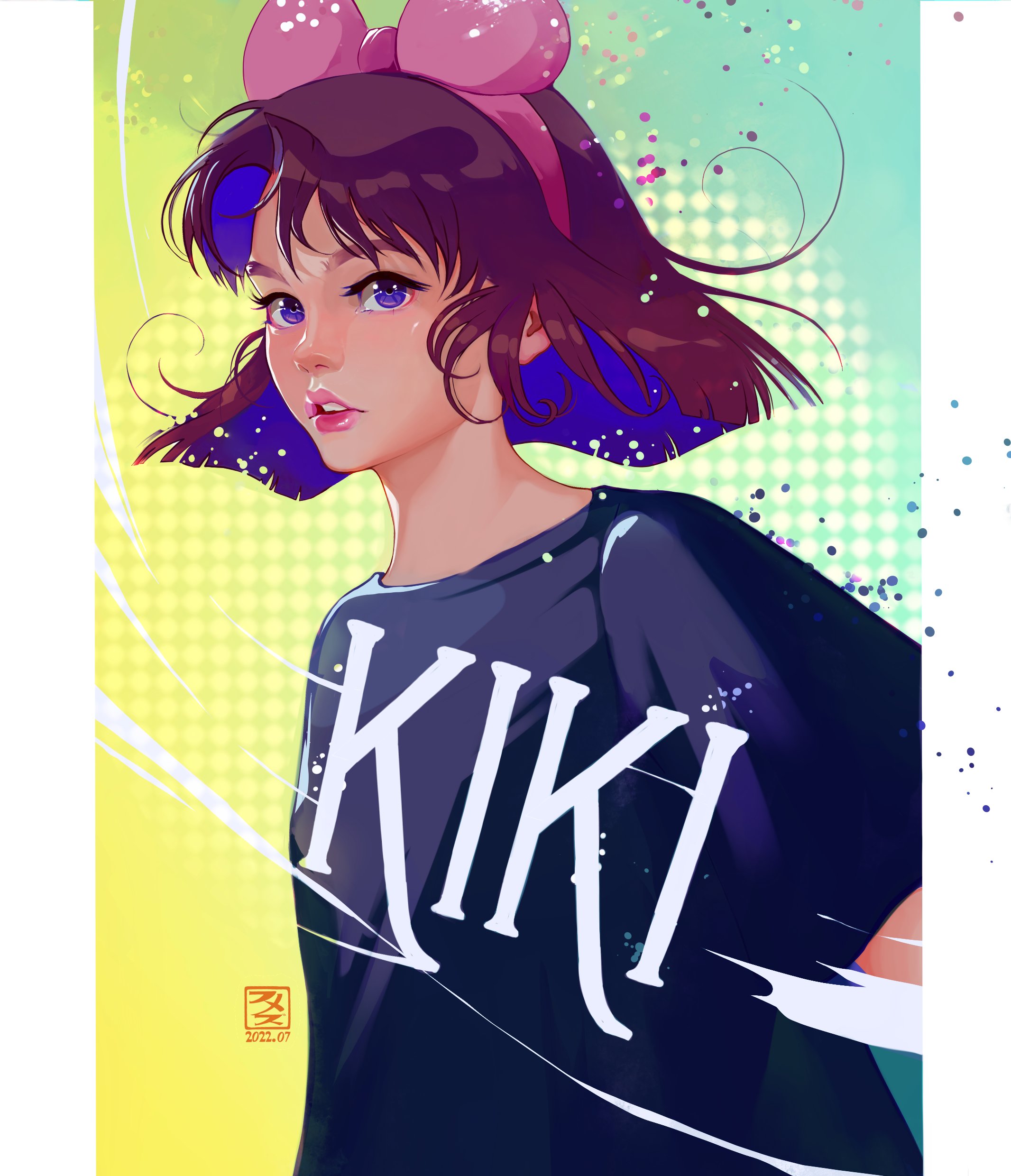 Safebooru - 1girl absurdres alternate costume black shirt bob cut bow ...