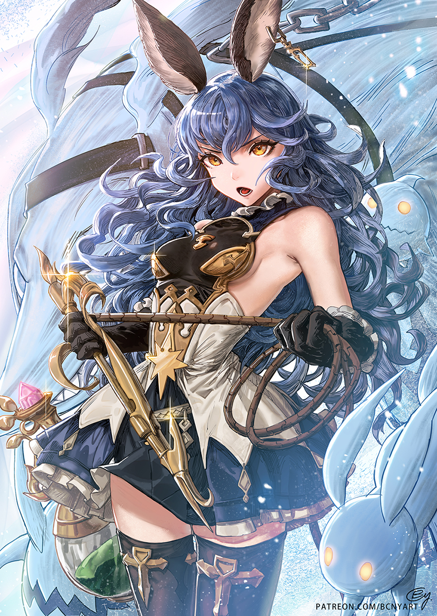 Safebooru - 1girl animal ears b.c.n.y. bare shoulders beppo (granblue fantasy) black gloves ...