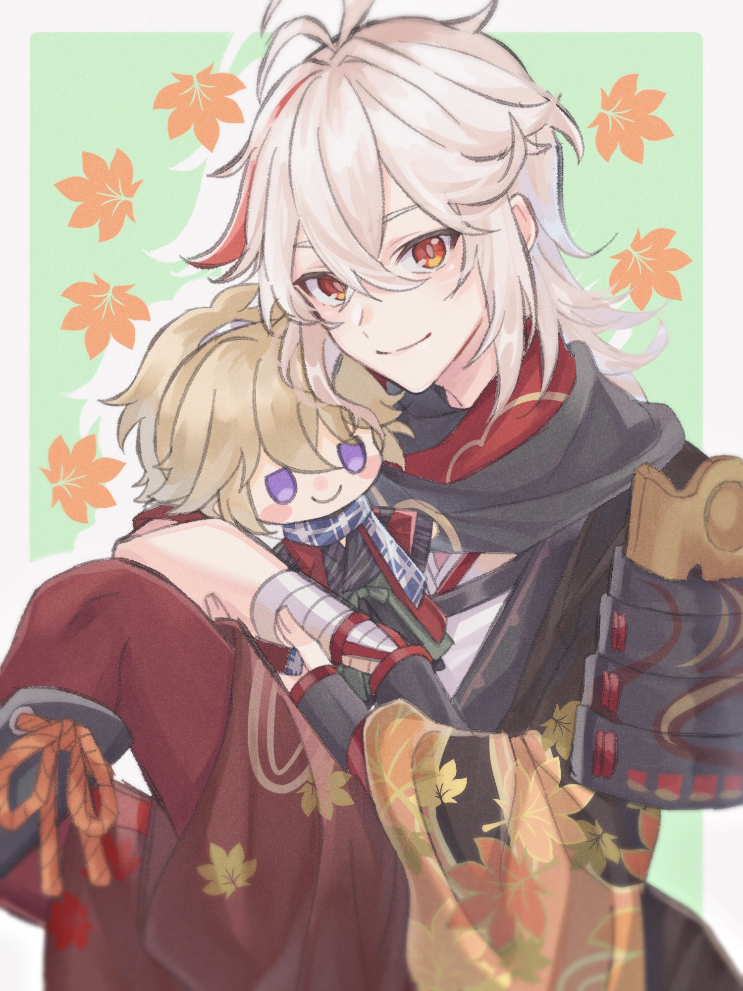 Safebooru - 1boy antenna hair armor asymmetrical sleeves bandaged arm bandages bangs black ...