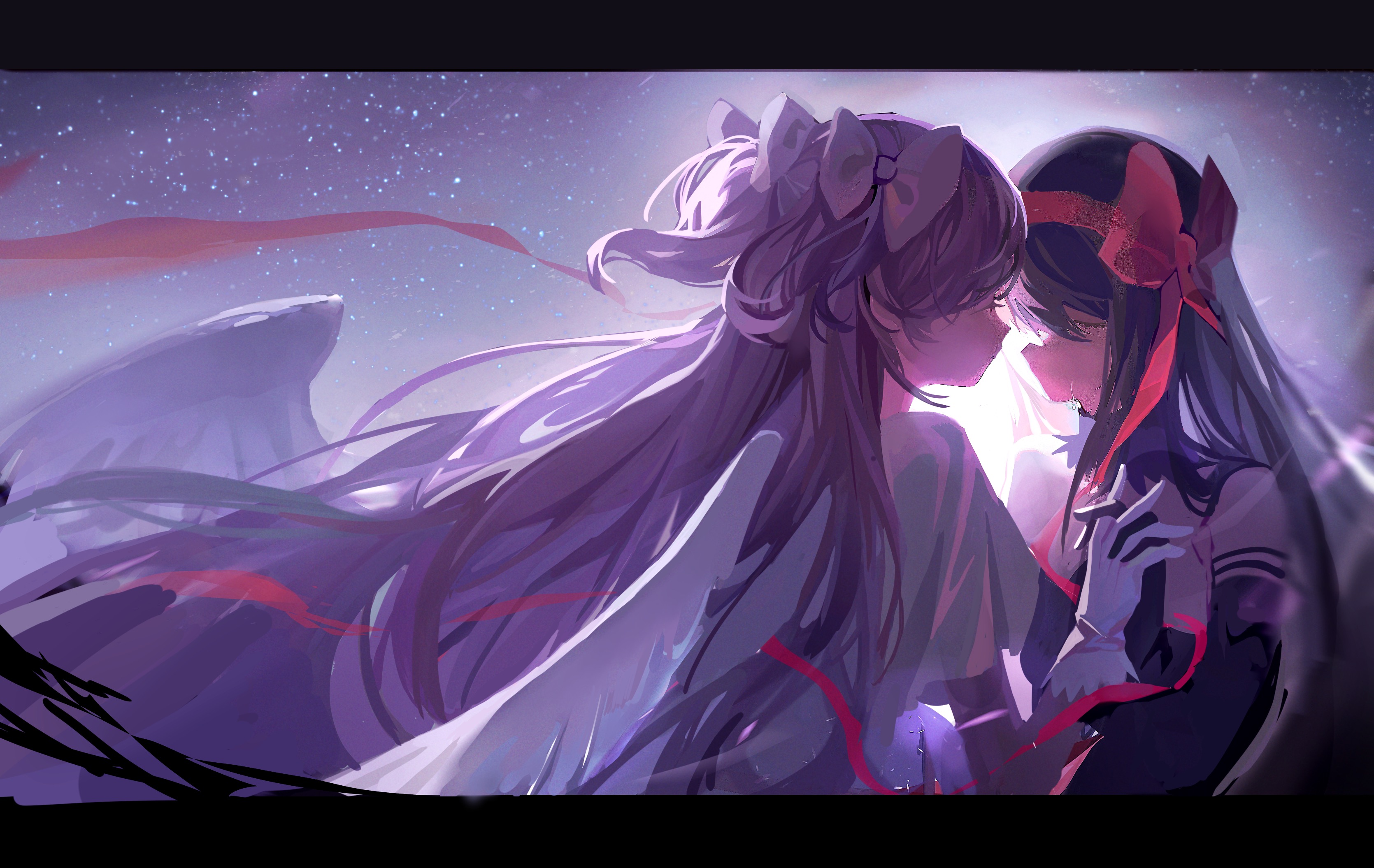 Safebooru - 2girls absurdres akemi homura akuma homura bangs bare shoulders black collar black ...