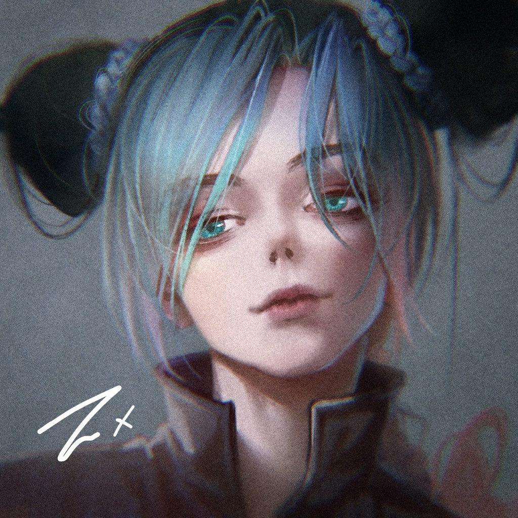 Safebooru - 1girl aqua eyes bags under eyes bangs black hair blue hair blurry braid braided bun ...