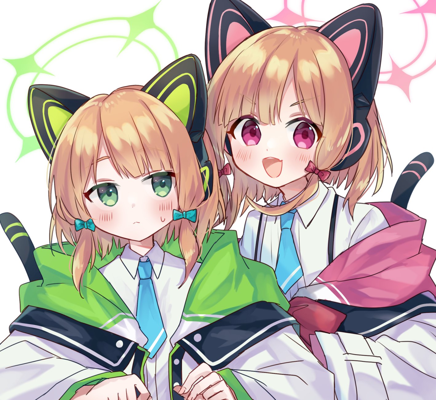 Safebooru - 2girls :d animal ear headphones animal ears bangs blonde hair blue archive blue ...