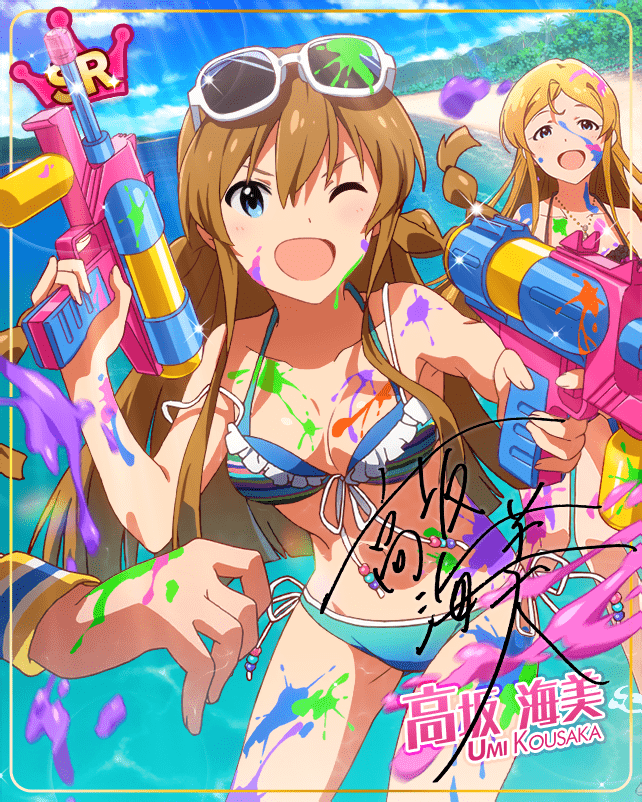 Safebooru - bikini blue eyes blush brown hair character name idolmaster million live! theater ...