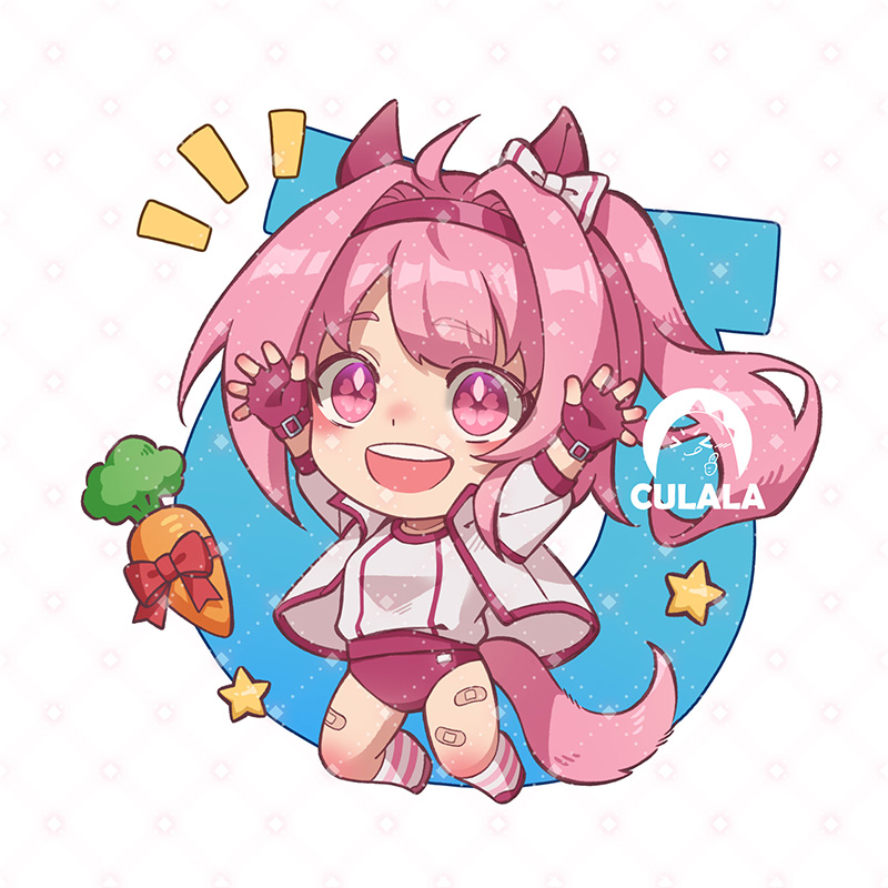 Safebooru - 1girl :d ahoge animal ears argyle argyle background artist logo artist name bandaid ...