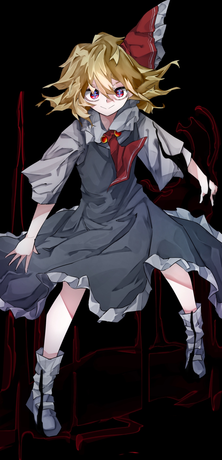 Safebooru - + + 1girl ascot bangs black background black dress blonde ...