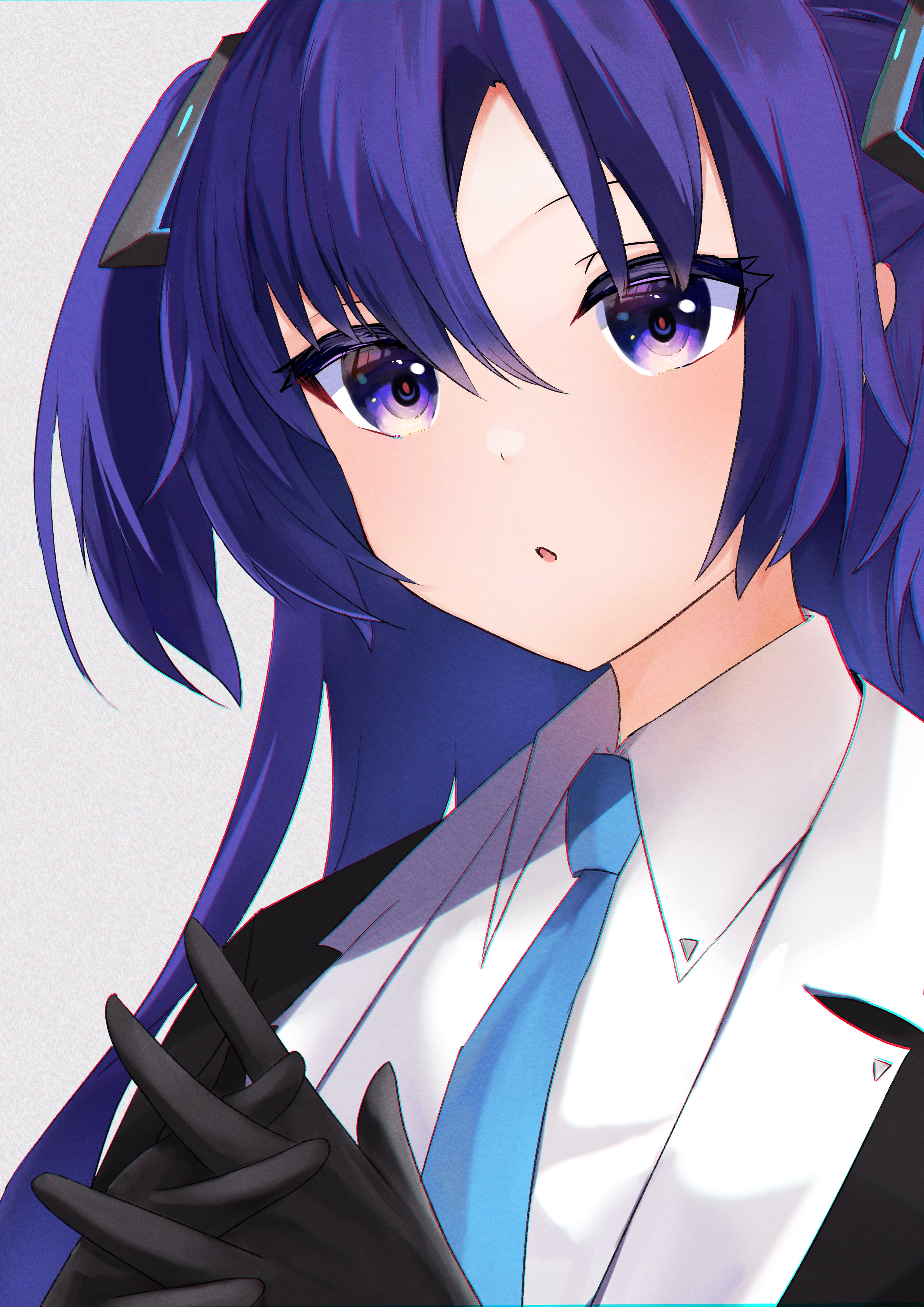 Safebooru - 1girl absurdres bangs black gloves black jacket blue archive blue necktie collared ...