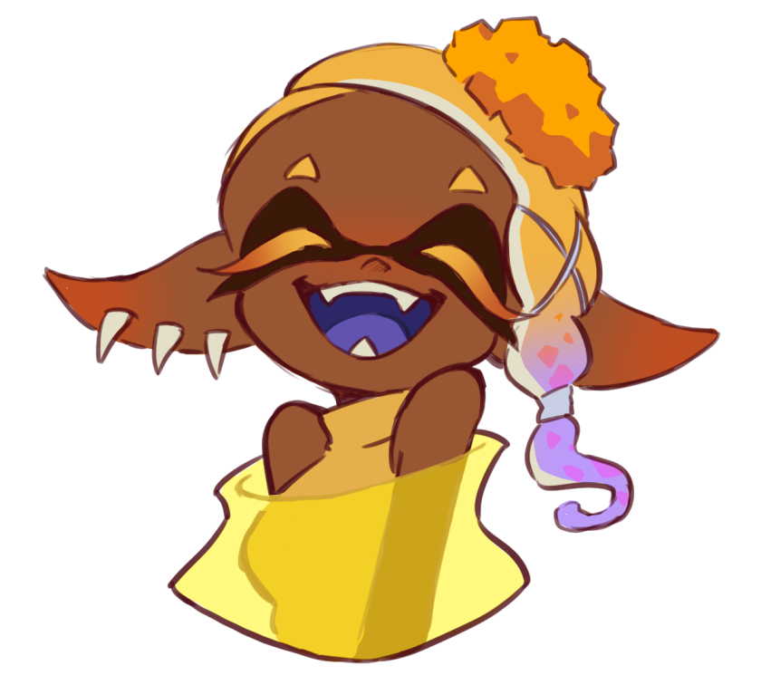 Safebooru - 1girl :d ^ ^ bare shoulders blonde hair blue tongue breasts ...