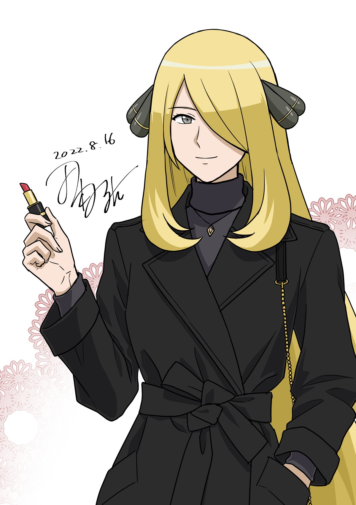 Safebooru - 1girl alternate costume black coat blonde hair chain closed mouth coat commentary ...