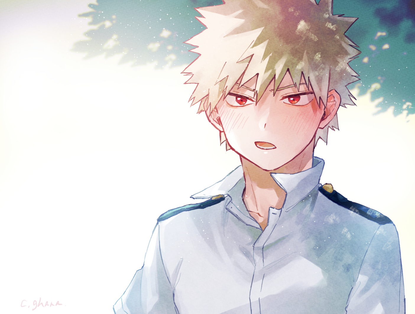 Safebooru - 1boy adcalcium bakugou katsuki blonde hair blush boku no ...
