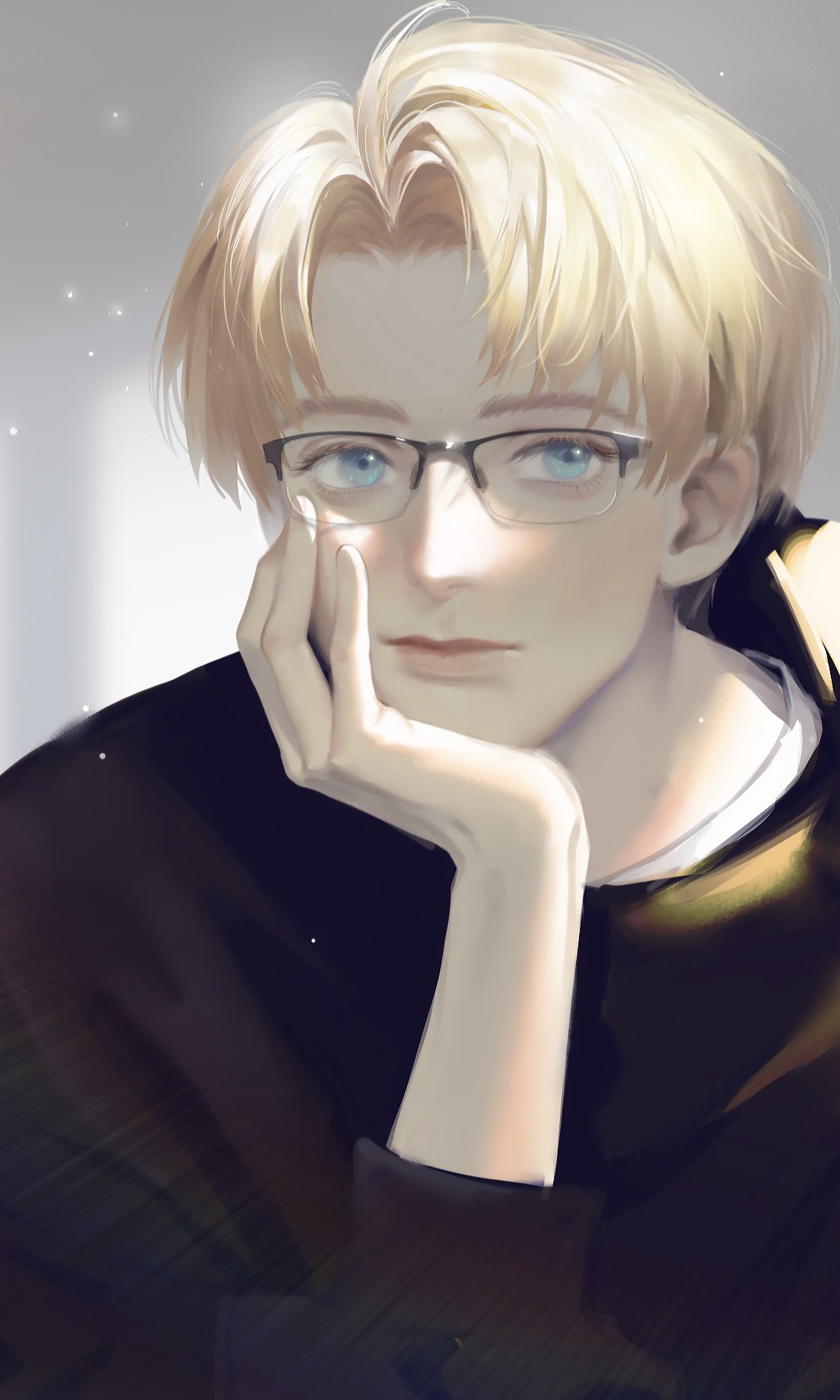 Safebooru - 1boy ahoge america (hetalia) axis powers hetalia black sweater blonde hair blue eyes ...