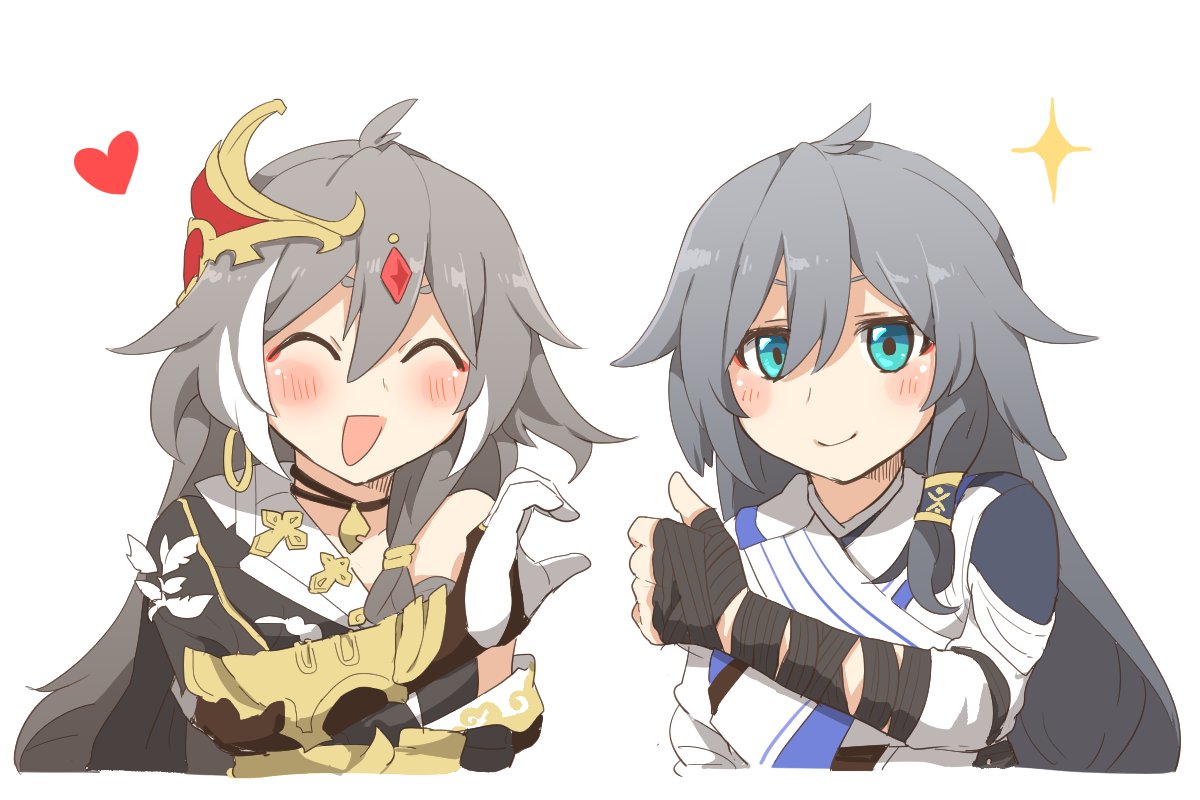 Safebooru - 2girls :d bangs black choker black gloves blue eyes blush chinese clothes choker ...