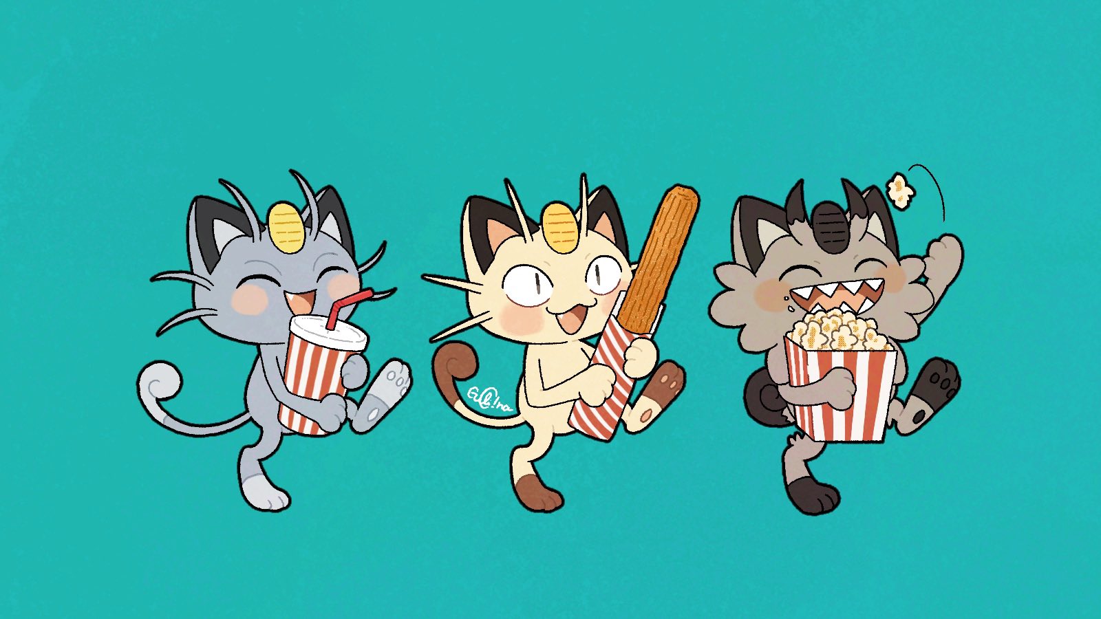 Safebooru - :d alolan meowth black eyes blush stickers closed eyes ...