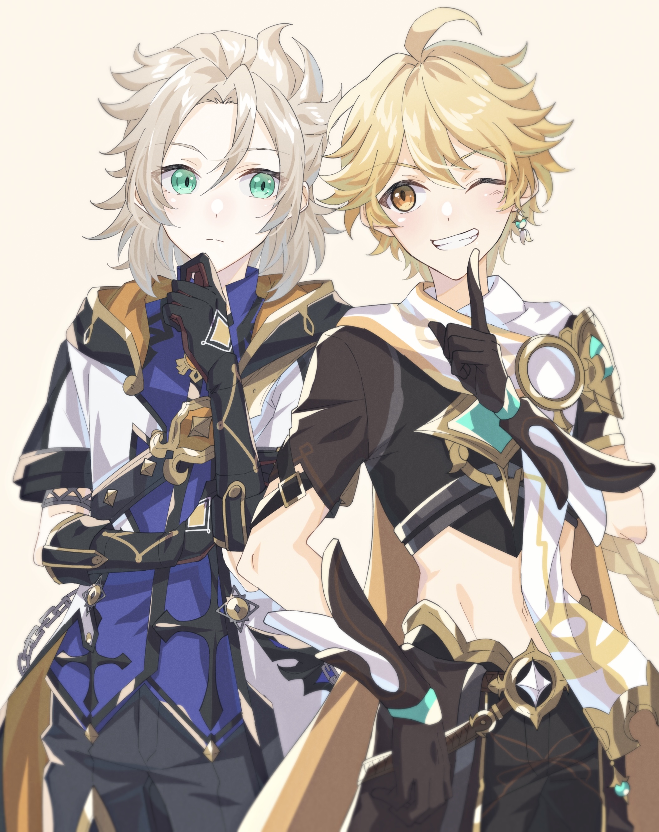 Safebooru - 2boys absurdres aether (genshin impact) ahoge albedo (genshin impact) aqua eyes ...