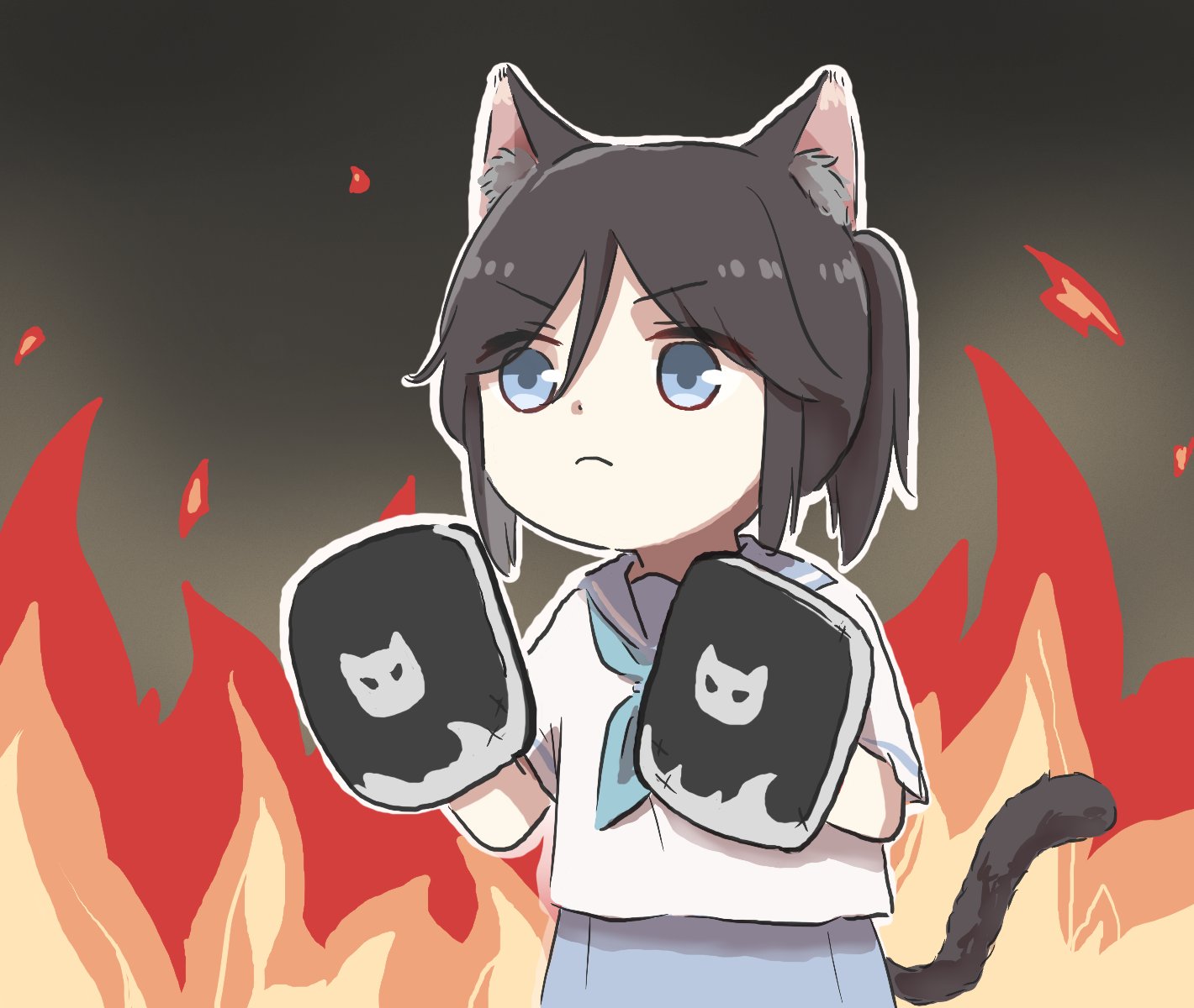 Safebooru - 1girl angry animal ears black hair blue eyes blue ...