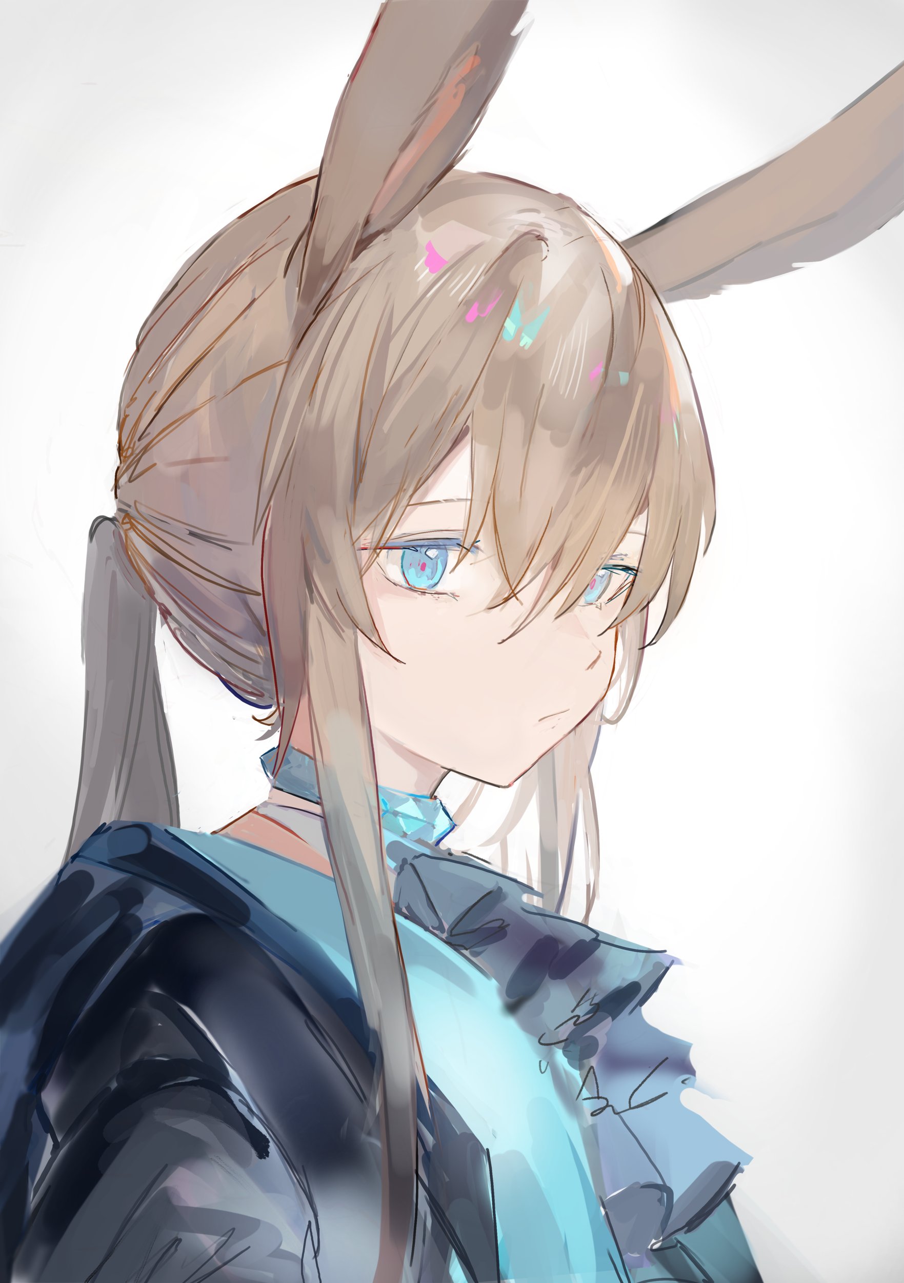 Safebooru - 1girl absurdres amiya (arknights) animal ears arknights ascot black jacket blue ...