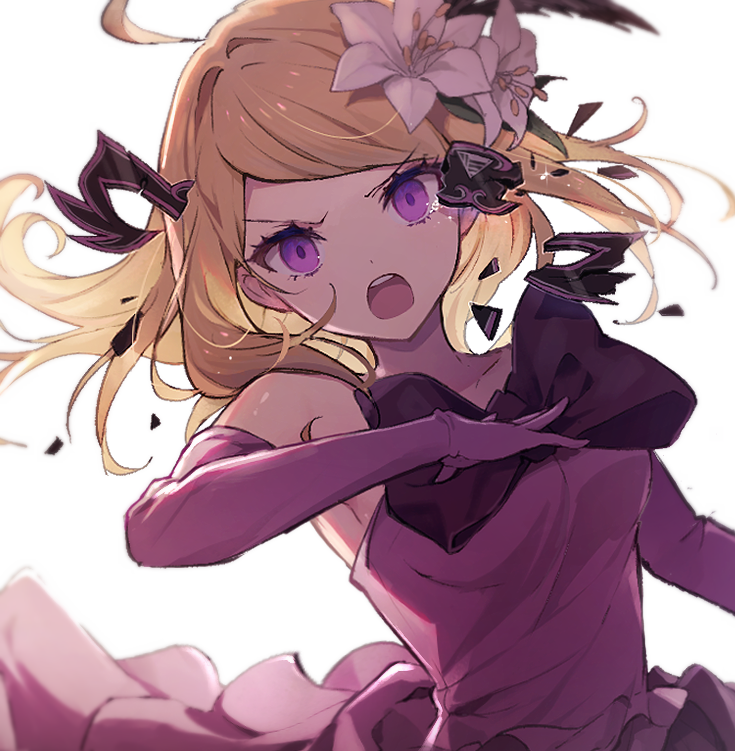 Safebooru - 1girl ahoge akamatsu kaede alternate costume bangs bare shoulders black bow bow ...