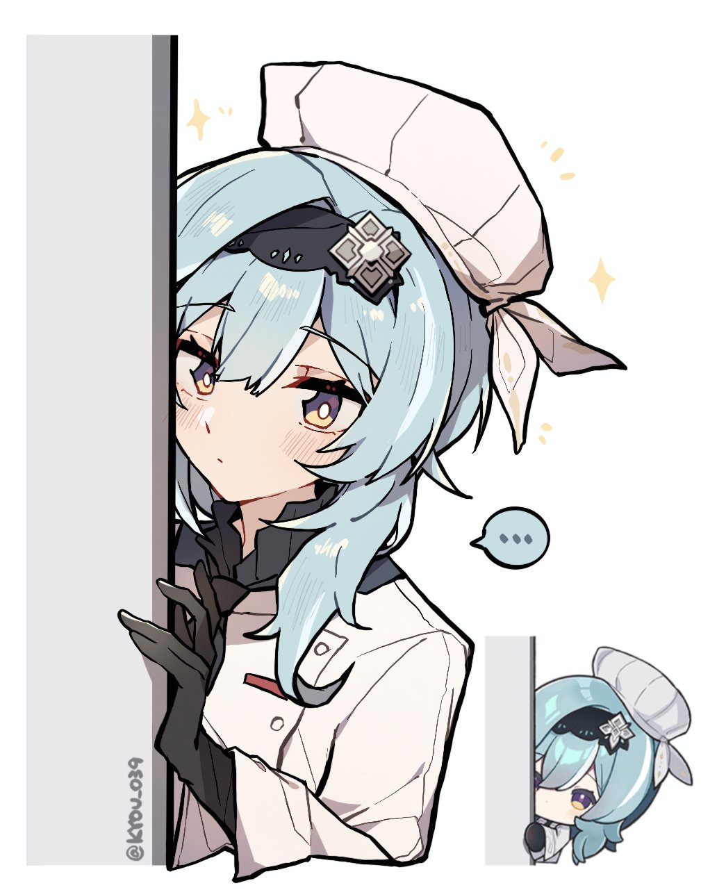 Safebooru - ... 1girl bangs black gloves black headband black necktie blue hair blush bright ...