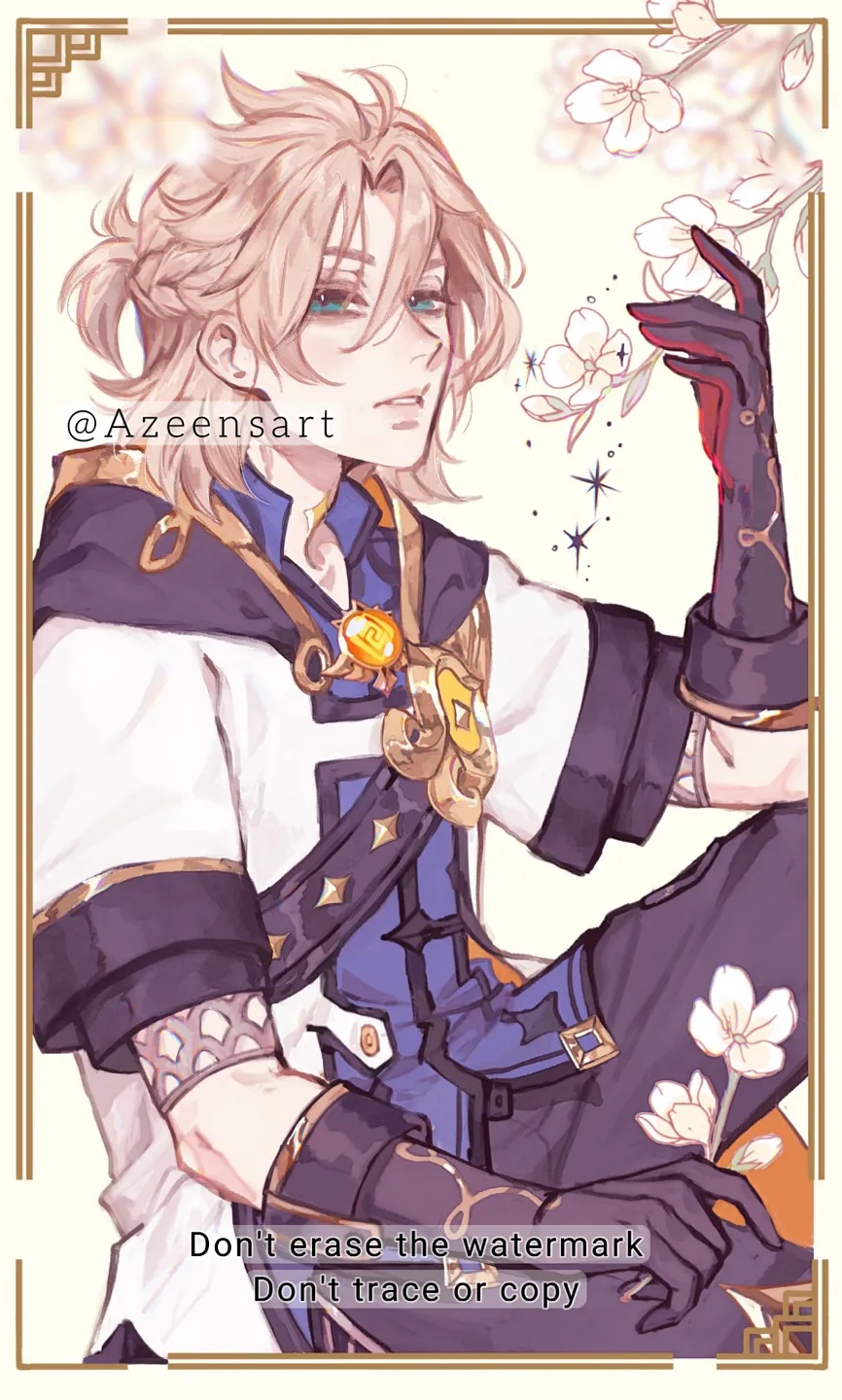 Safebooru - 1boy albedo (genshin impact) aqua eyes black gloves blonde hair blue eyes collared ...