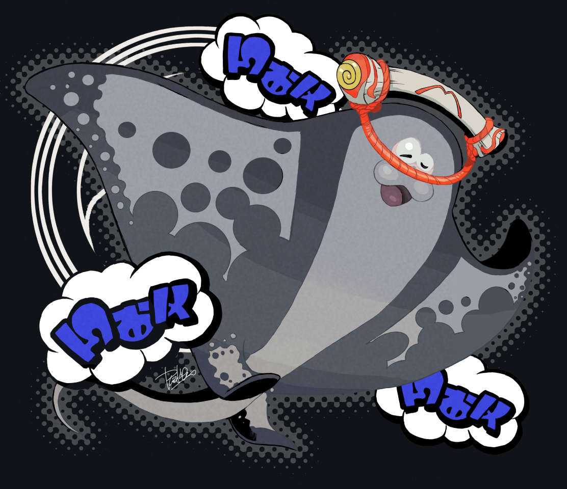 Safebooru - 1boy :3 :d big man (splatoon) black background full body ...