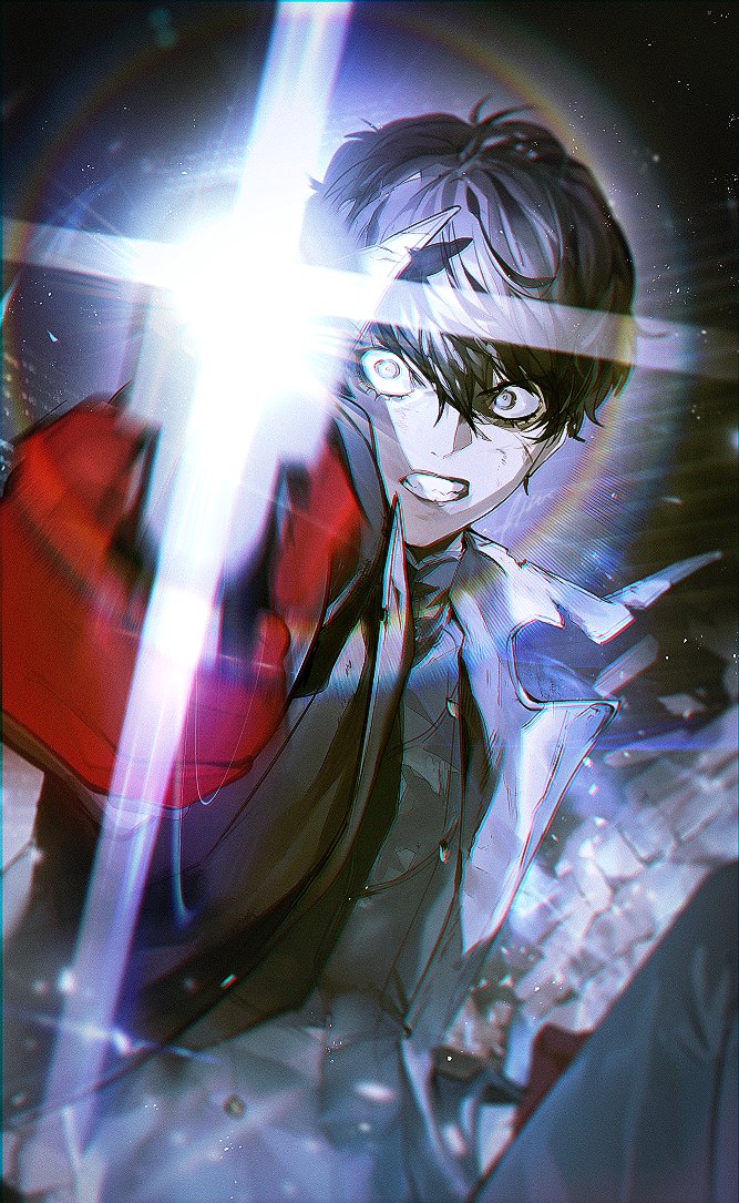 Safebooru - 1boy amamiya ren bangs black coat black hair black pants btmr game clenched teeth ...