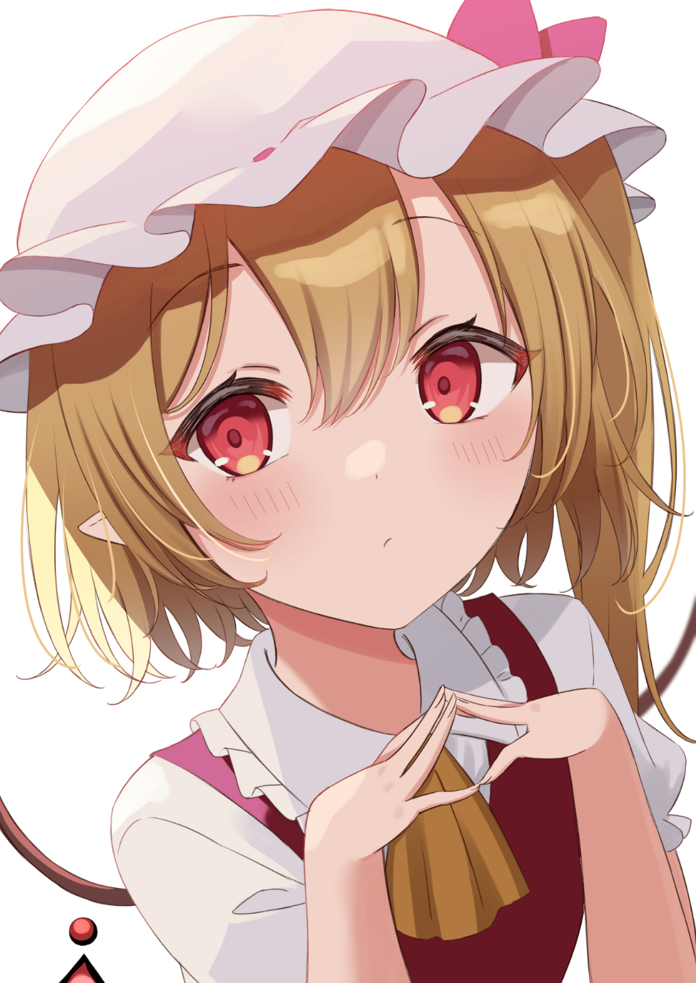 Safebooru - 1girl :/ ascot bangs blonde hair closed mouth crystal ...