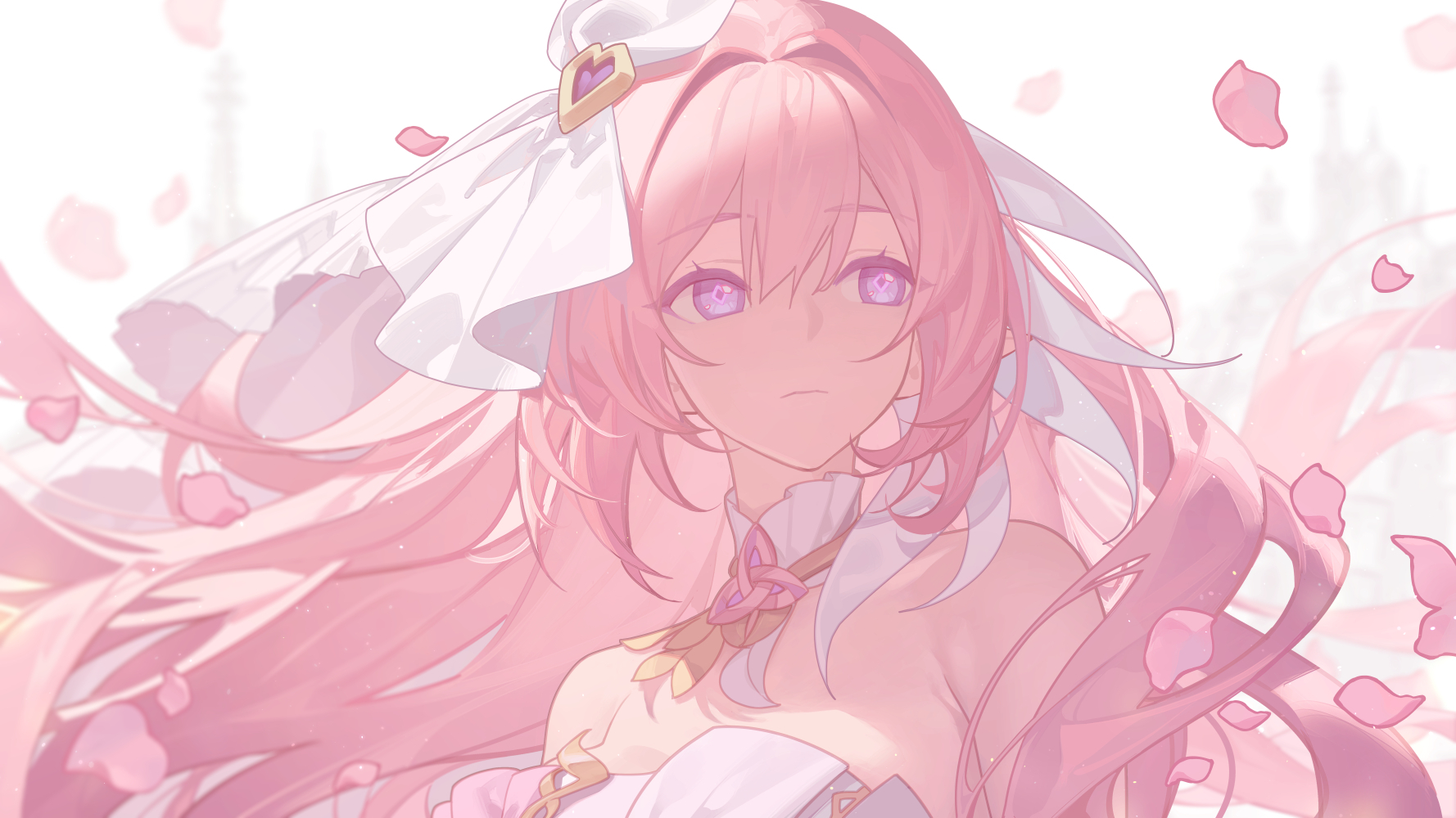 Safebooru - 1girl bangs bare shoulders closed mouth dress elysia (herrscher of human:ego) elysia ...