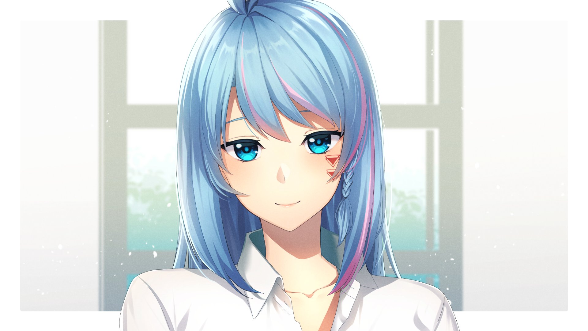 Safebooru - 1girl angon623 azura cecillia bangs blue eyes blue hair braid collarbone collared ...
