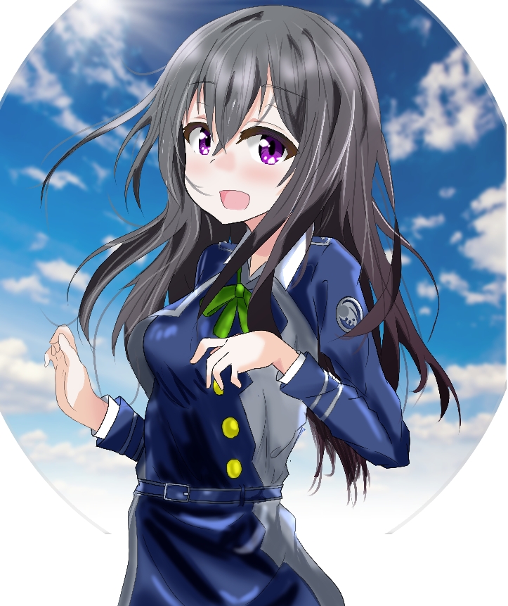 Safebooru - 1girl bangs belt black hair blue belt blue dress boukansya1043 collared shirt ...