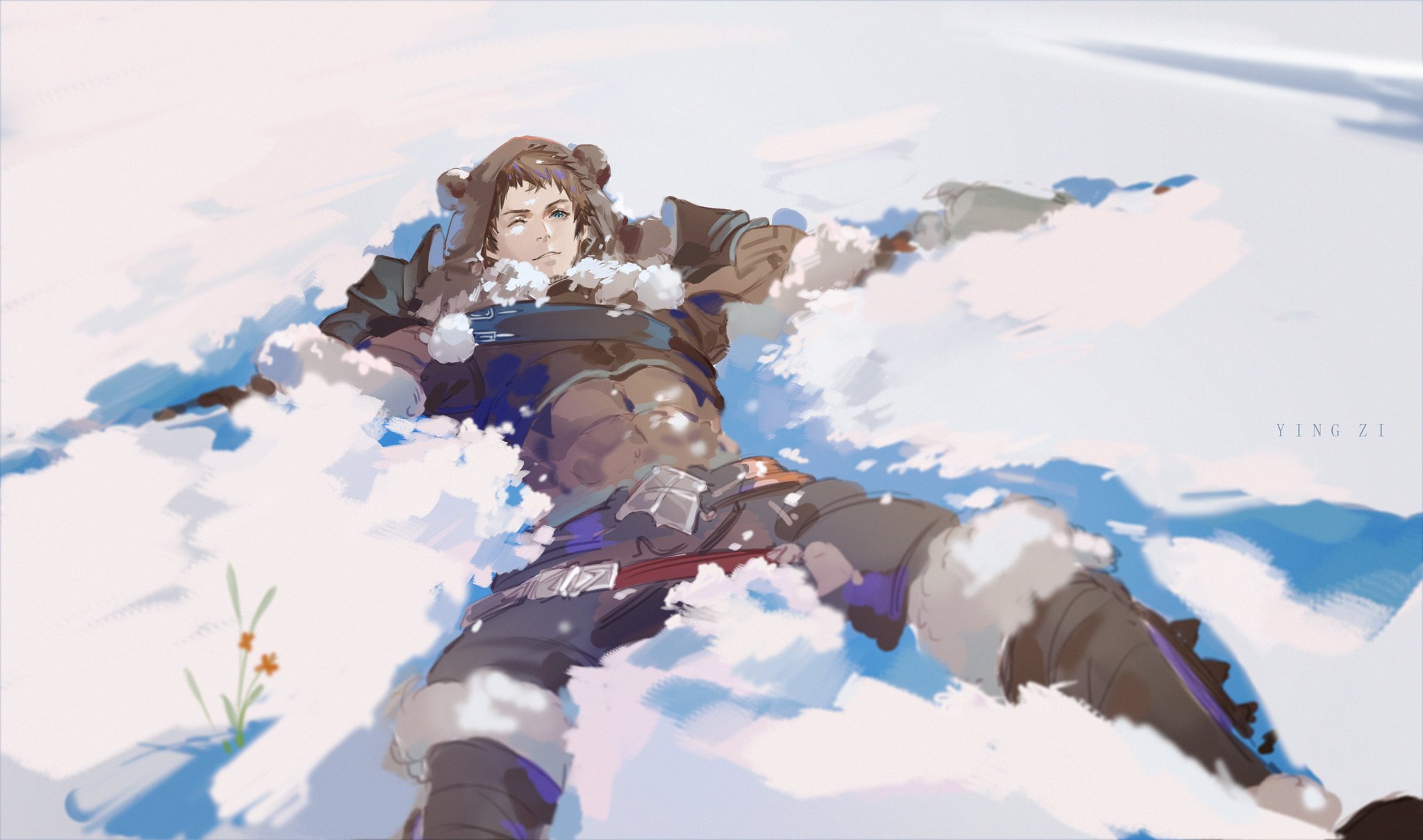 Safebooru - 1boy alternate costume animal hood ardbert (ff14) armor artist name bear hood belt ...