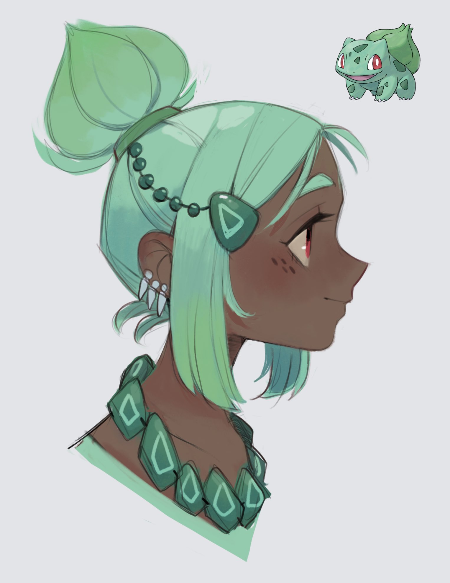 Safebooru - 1girl bulbasaur closed mouth dark-skinned female dark skin ...