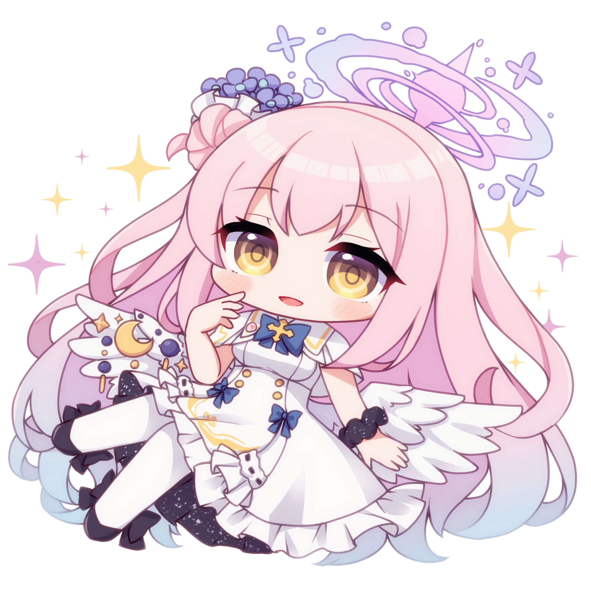 Safebooru - 1girl :d black footwear blue archive blue bow blue flower blue hair blush bow ...