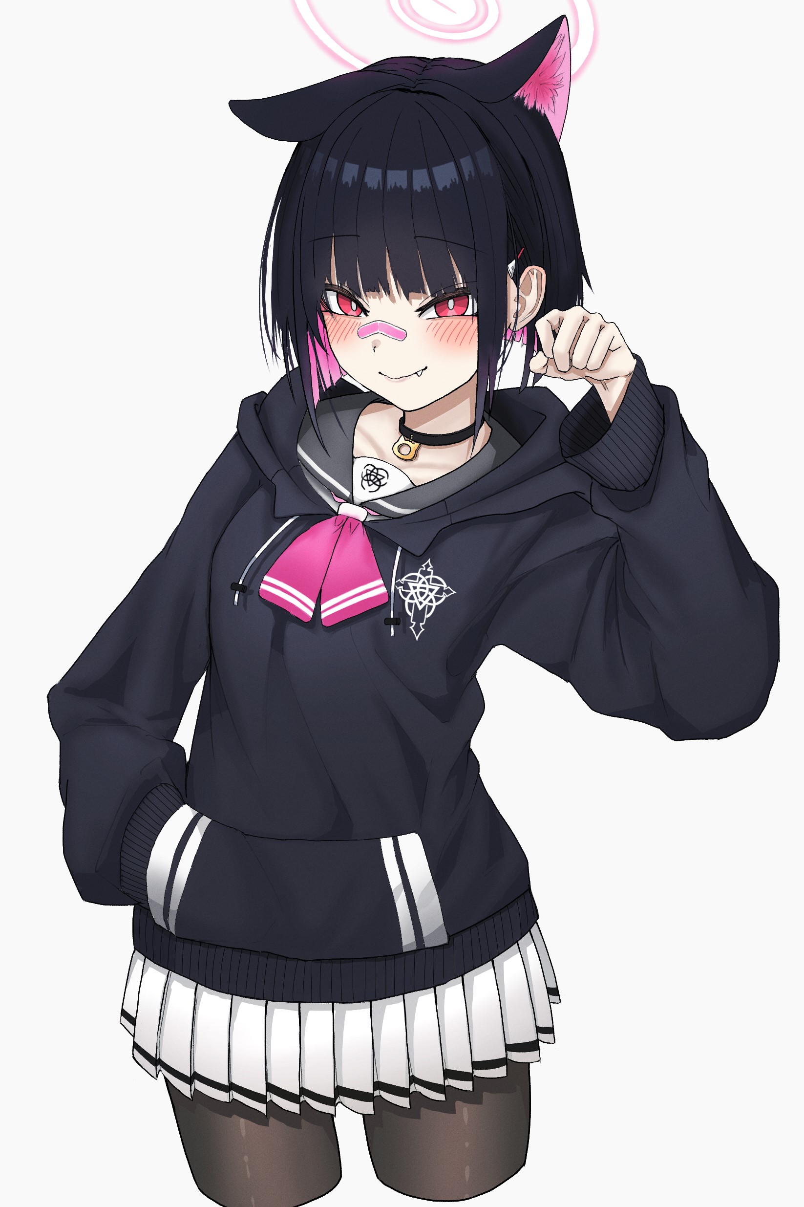 Safebooru - absurdres animal ears bandaid bangs black choker black hair blue archive blue sailor ...