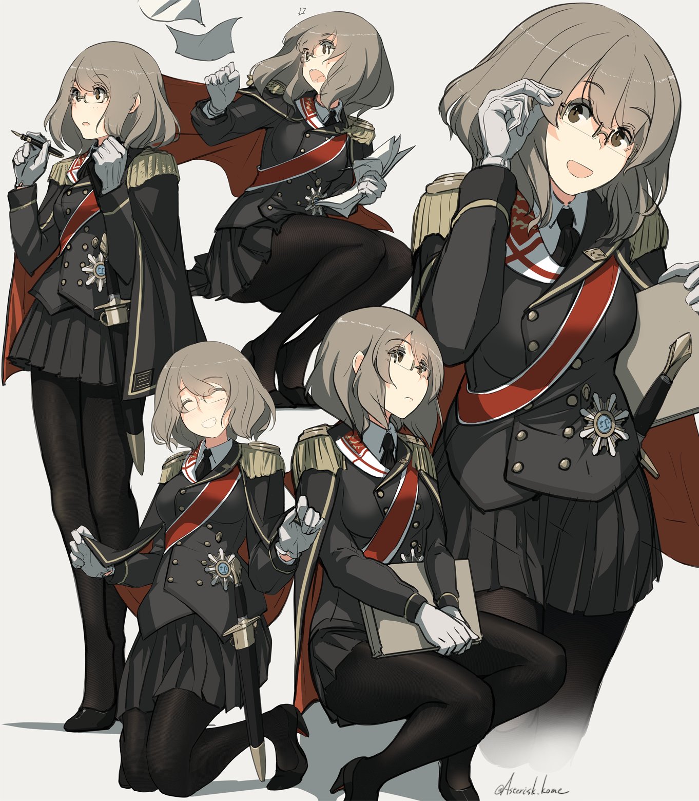 Safebooru - 1girl adjusting hair artist name asterisk kome bangs black cape black footwear black ...