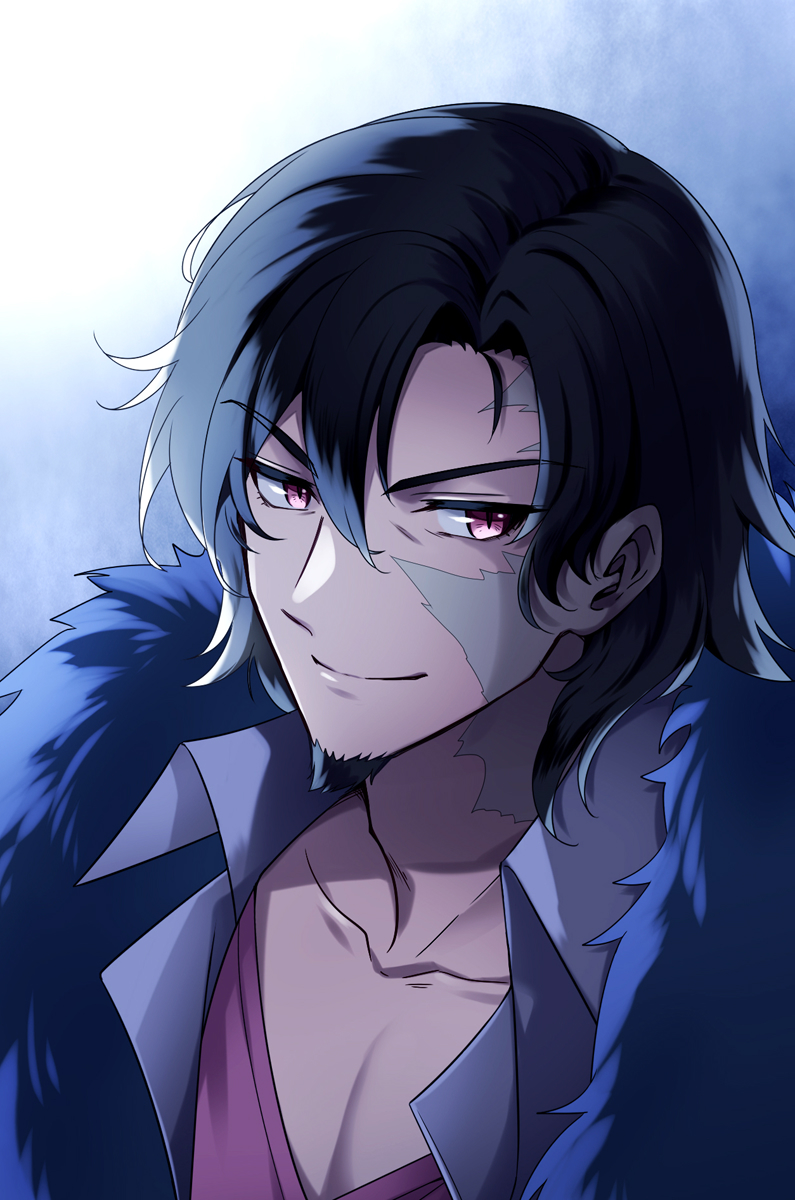 Safebooru - 1boy black hair blue coat coat eiyuu densetsu ellroy ...