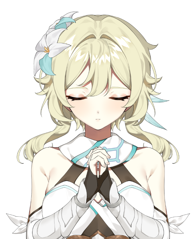 Safebooru - 1girl bare shoulders blonde hair breasts closed eyes closed mouth dress fingerless ...
